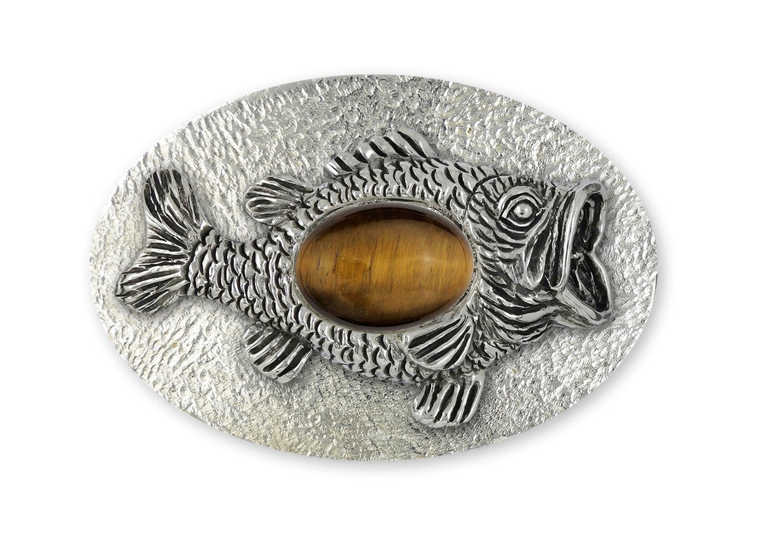 Wide Mouth Bass Belt Buckle Sterling Silver Handmade Wide Mouth Bass ...