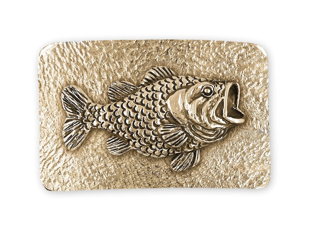 Wide Mouth Bass Belt Buckle Yellow Bronze Handmade Wide Mouth Bass ...