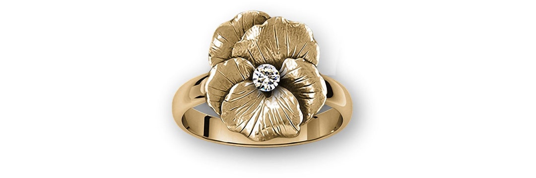 Pansy Jewelry 14k Gold Handmade Pansy Flower Ring With Diamond PSY1X ...