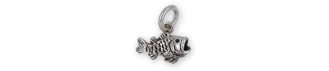 Wide Mouth Bass Charm Sterling Silver Handmade Wide Mouth Bass Jewelry ...