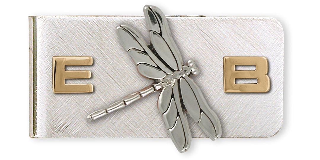 Dragonfly Jewelry Silver and 14k Gold Handmade Dragonfly Money Clip DY2 ...