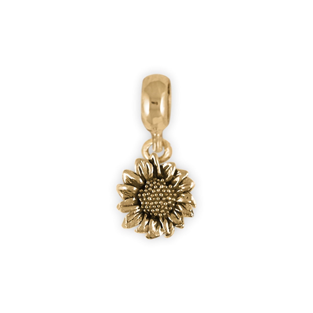 Sunflower Jewelry 14k Gold Handmade Sunflower Charm Slide This Charm ...