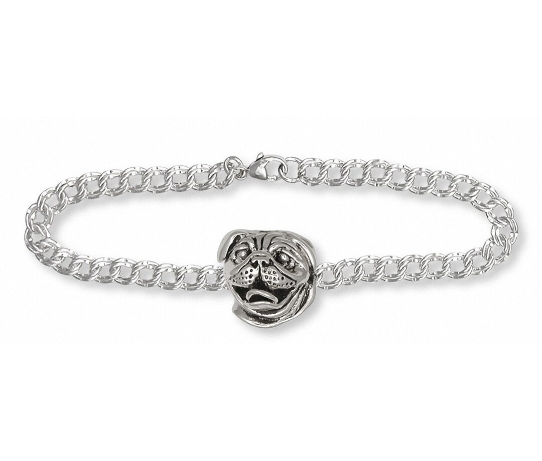 Pug Jewelry Sterling Silver Handmade Dog Bracelet CH18-B - Etsy UK