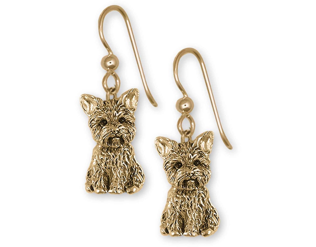 Yorkie Jewelry 14k Gold Vermeil Handmade Yorkshire Terrier Earrings ...