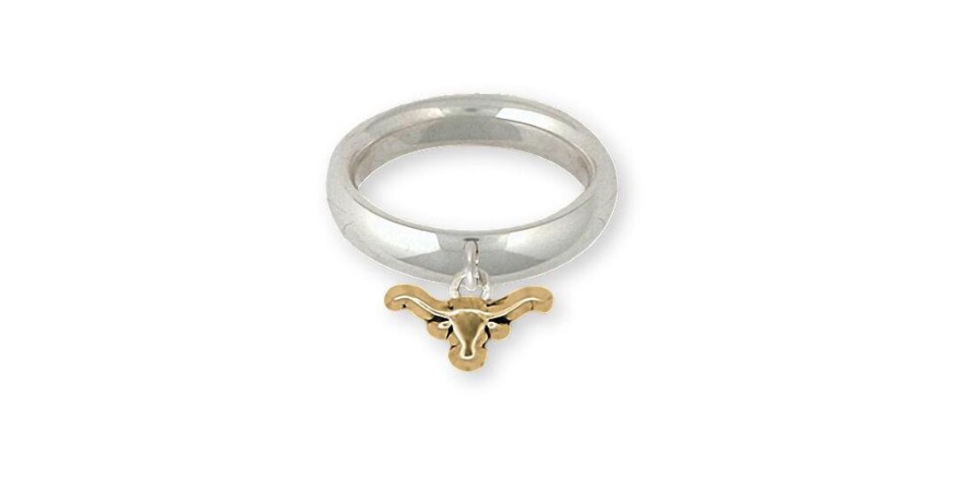 Longhorn Jewelry Silver and 14k Gold Handmade Longhorn Ring LSP-TNCR - Etsy