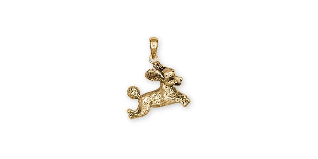 Poodle Pendant, 14K Gold Small Leaping Poodle Necklace, Handmade Poodle ...