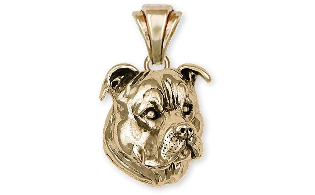 Pit Bull Pendant, Large Handmade Pit Bull Necklace in 14K Gold Vermeil ...