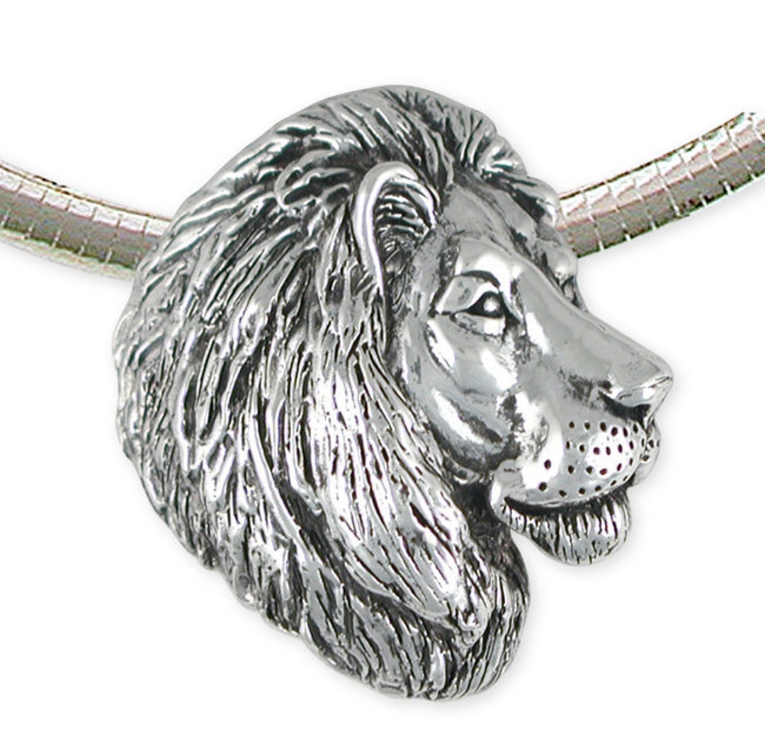 Lion Jewelry Large Sterling Silver Lion Chain Slide Jewelry LN26-CS - Etsy
