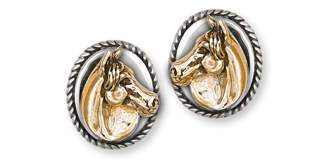 Horse Cufflinks Jewelry Silver and Gold Handmade Horse Cufflinks H200 ...