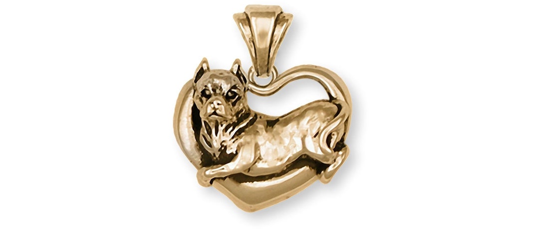 Pit Bull Jewelry 14k Gold Handmade Pit Bull Pendant PAS1-PG - Etsy