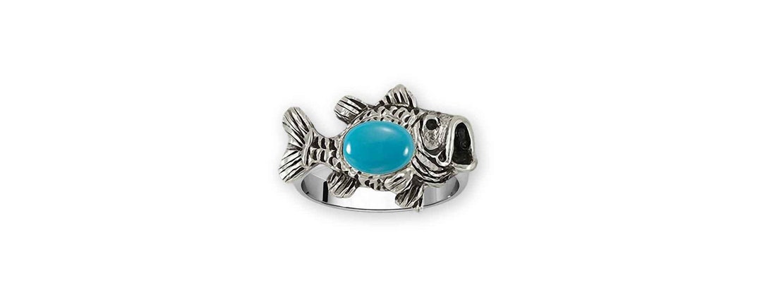Wide Mouth Bass Ring Sterling Silver Handmade Wide Mouth Bass Jewelry ...
