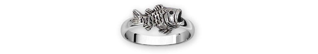 Wide Mouth Bass Ring Sterling Silver Handmade Wide Mouth Bass Jewelry ...