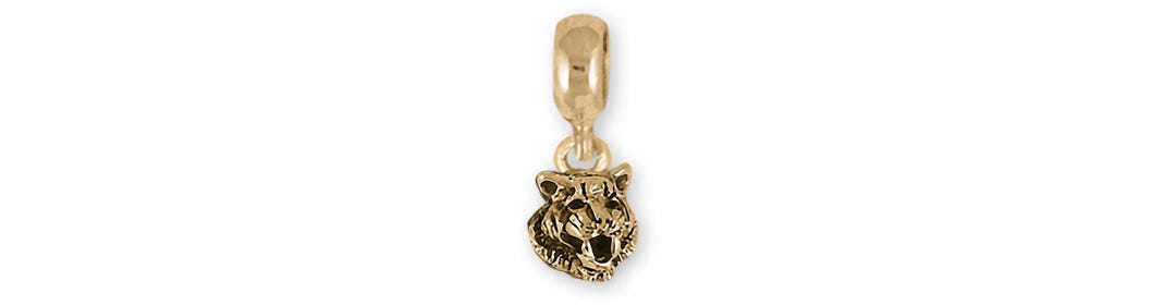 Tiger Pandora Charm Slide 14k Yellow Gold Handmade Tiger Jewelry This ...