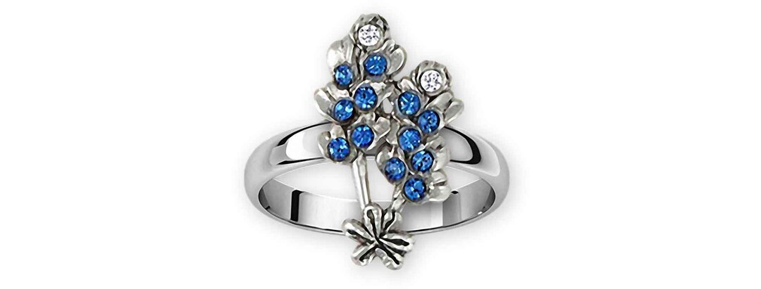 Sterling Silver Bluebonnet Ring With Swarovski Crystals - Hand-cast ...