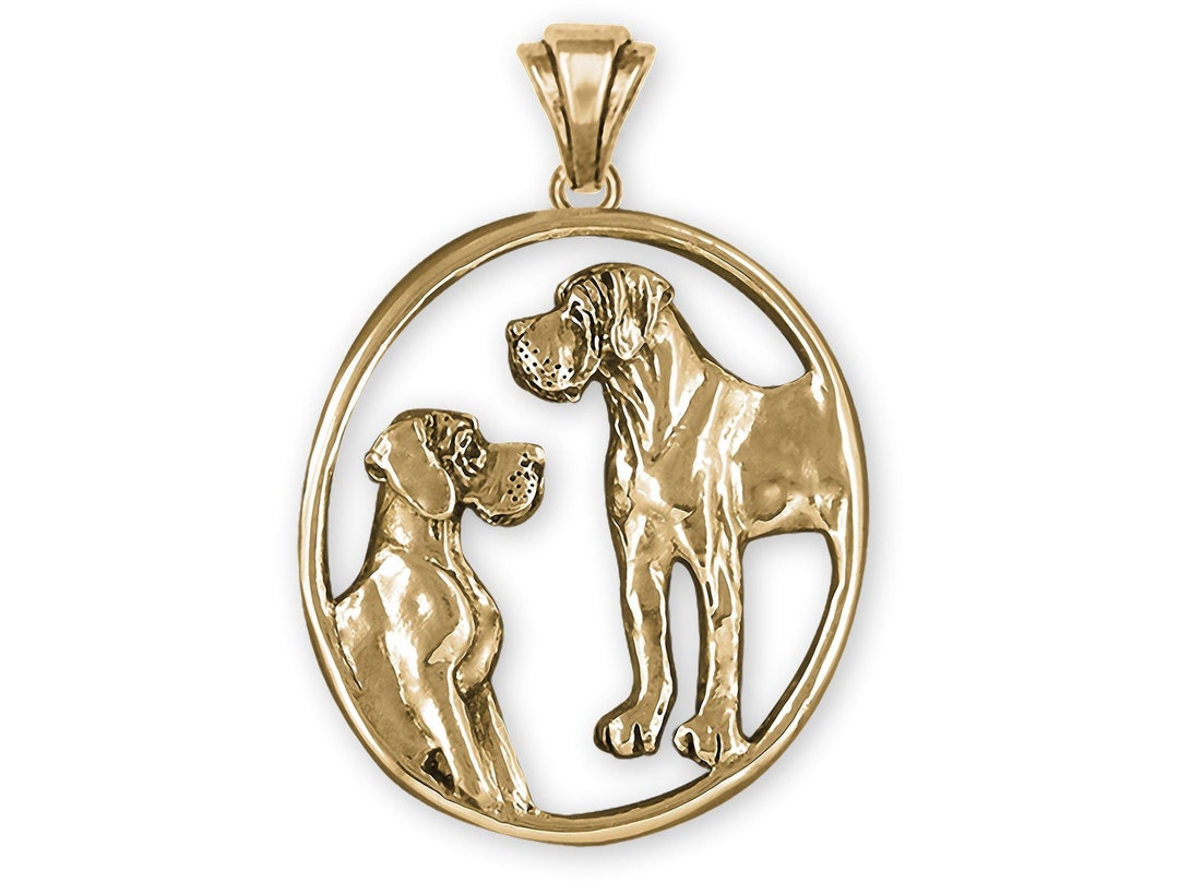 Great Dane Jewelry 14k Gold Handmade Great Dane Pendant GDN22-PG - Etsy