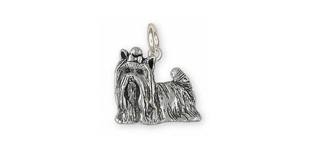 Yorkie Charm Jewelry Sterling Silver Handmade Yorkshire Terrier Charm ...