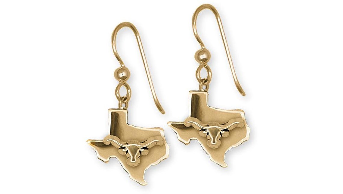 Longhorn Jewelry 14k Gold Handmade Longhorn Earrings LSP-TXEG - Etsy