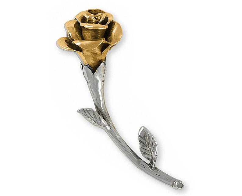 Rose Jewelry Rose Brooch Pin Jewelry Silver and 14k Gold - Etsy