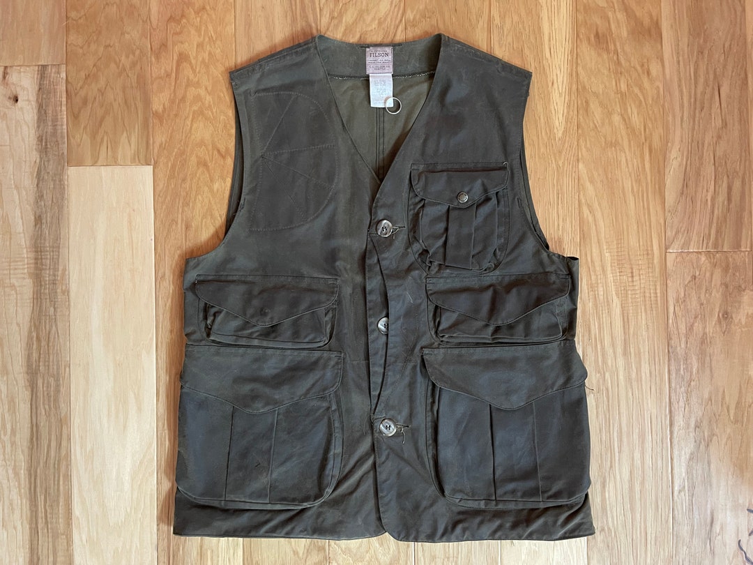Vintage Filson Half Moon Oiled Tin Cloth Upland Vest Style 432 Size ...