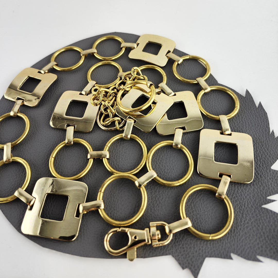 Vintage Gold Square & Circle Metal Chain Link Belt - Fits up to US Size ...
