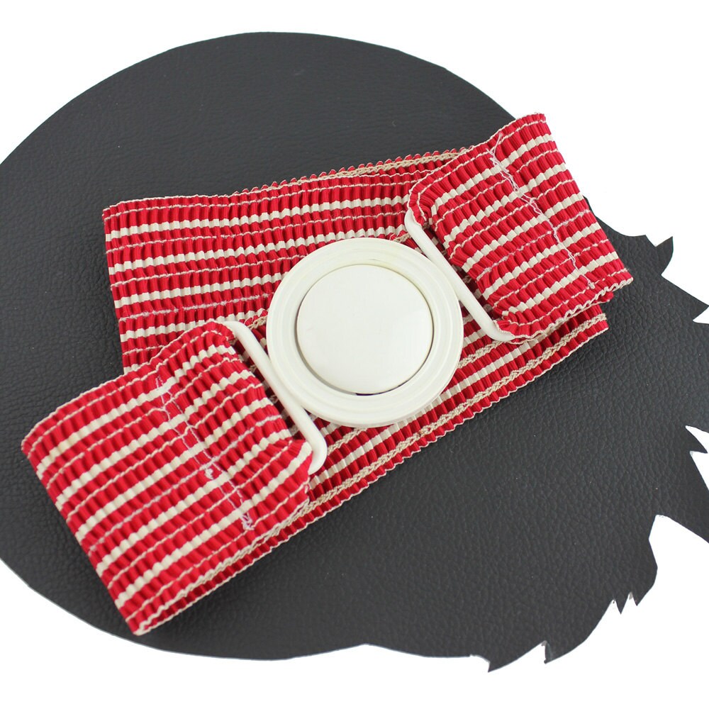 Red & White Stripe Elastic Belt With Plastic Buckle - Etsy