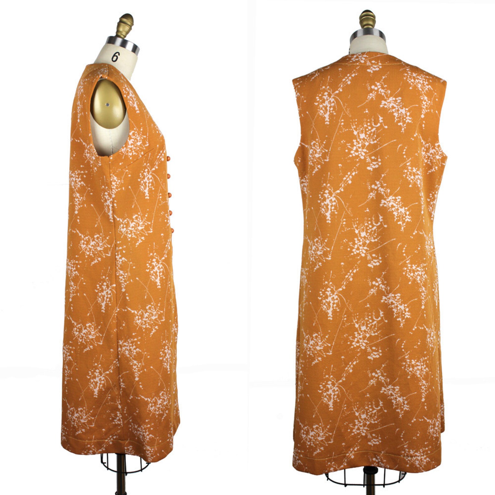 Vintage Mustard & White Splatter Print Mod Polyester - Etsy