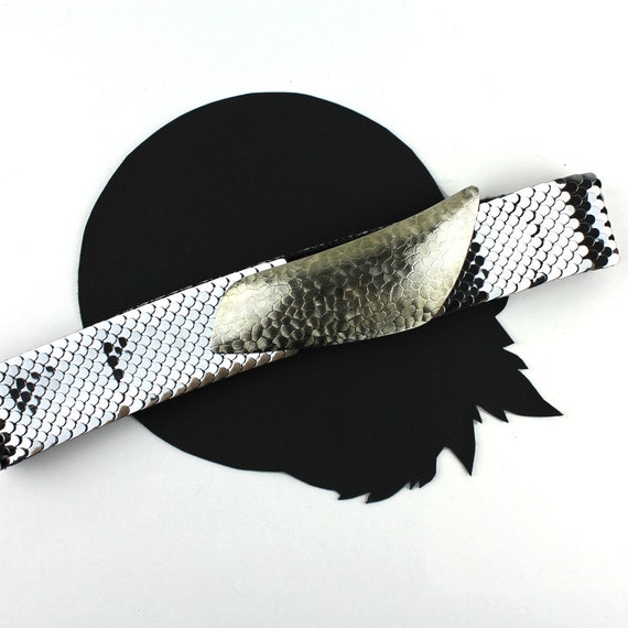 Silver Metal Scale Elastic Belt with Asymmetrical Met… - Gem