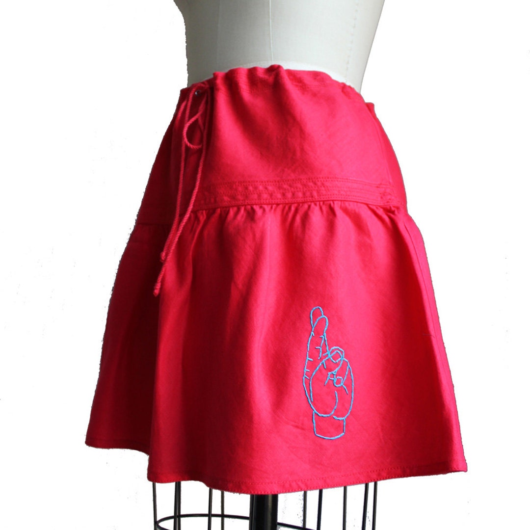 Fingers Crossed / R Sign Language Monogrammed Red Mini Skirt - Teal ...