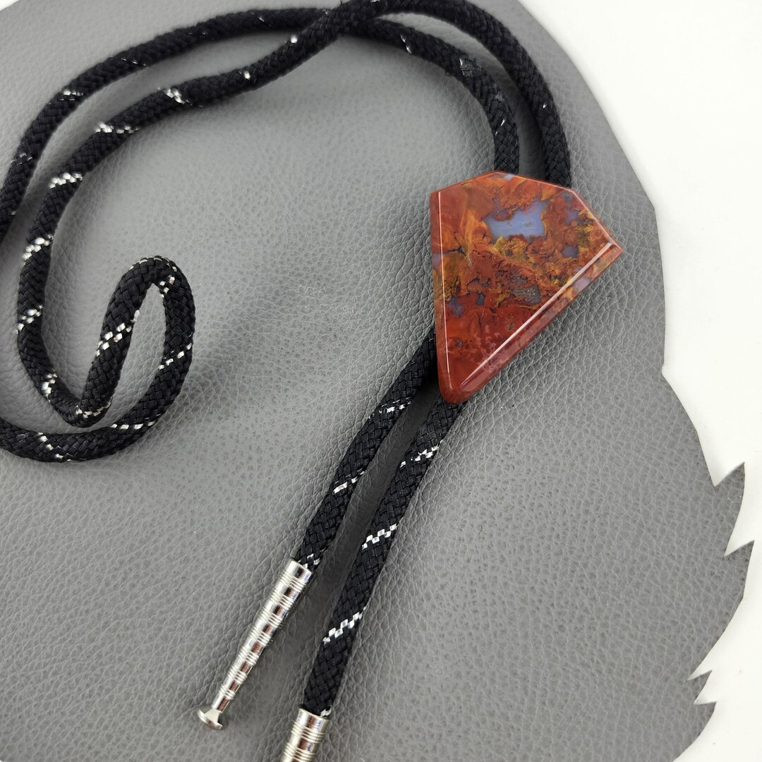 Rust Red Orange & Smokey Blue Triangle Diamond Geometric Stone Vintage ...