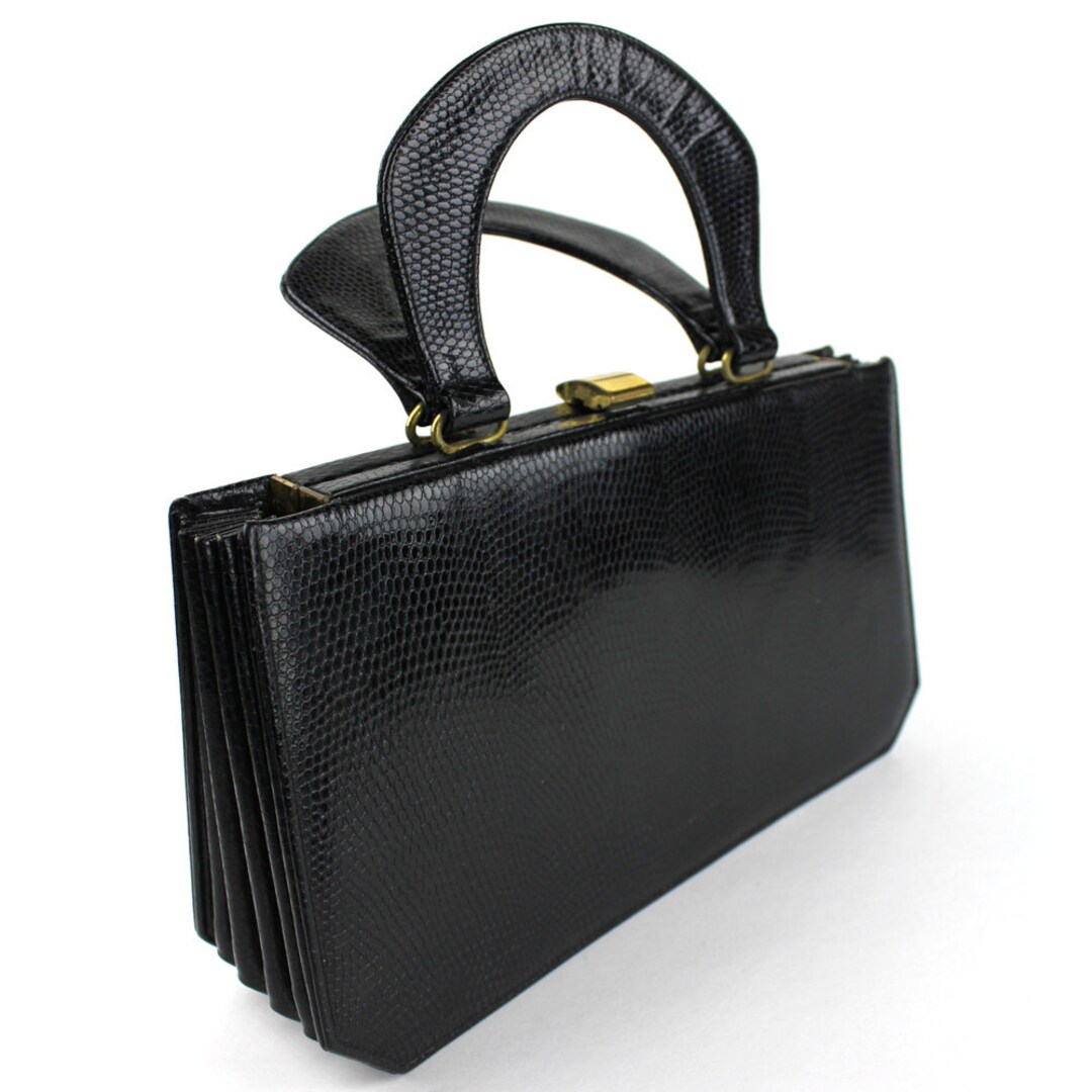 Black Faux Snakeskin Vintage Swan Gail Original Handled Purse - Etsy