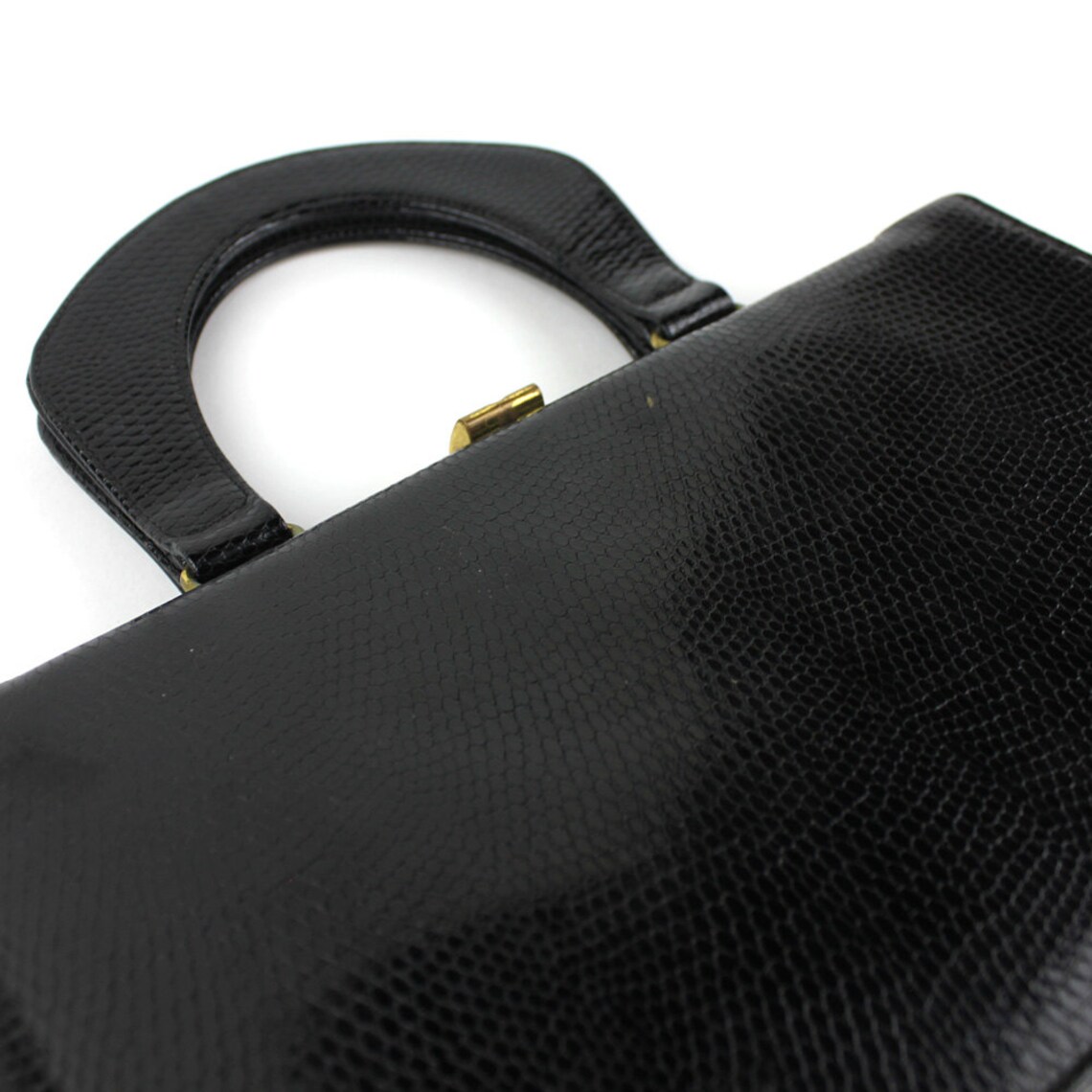 Black Faux Snakeskin Vintage Swan Gail Original Handled Purse - Etsy