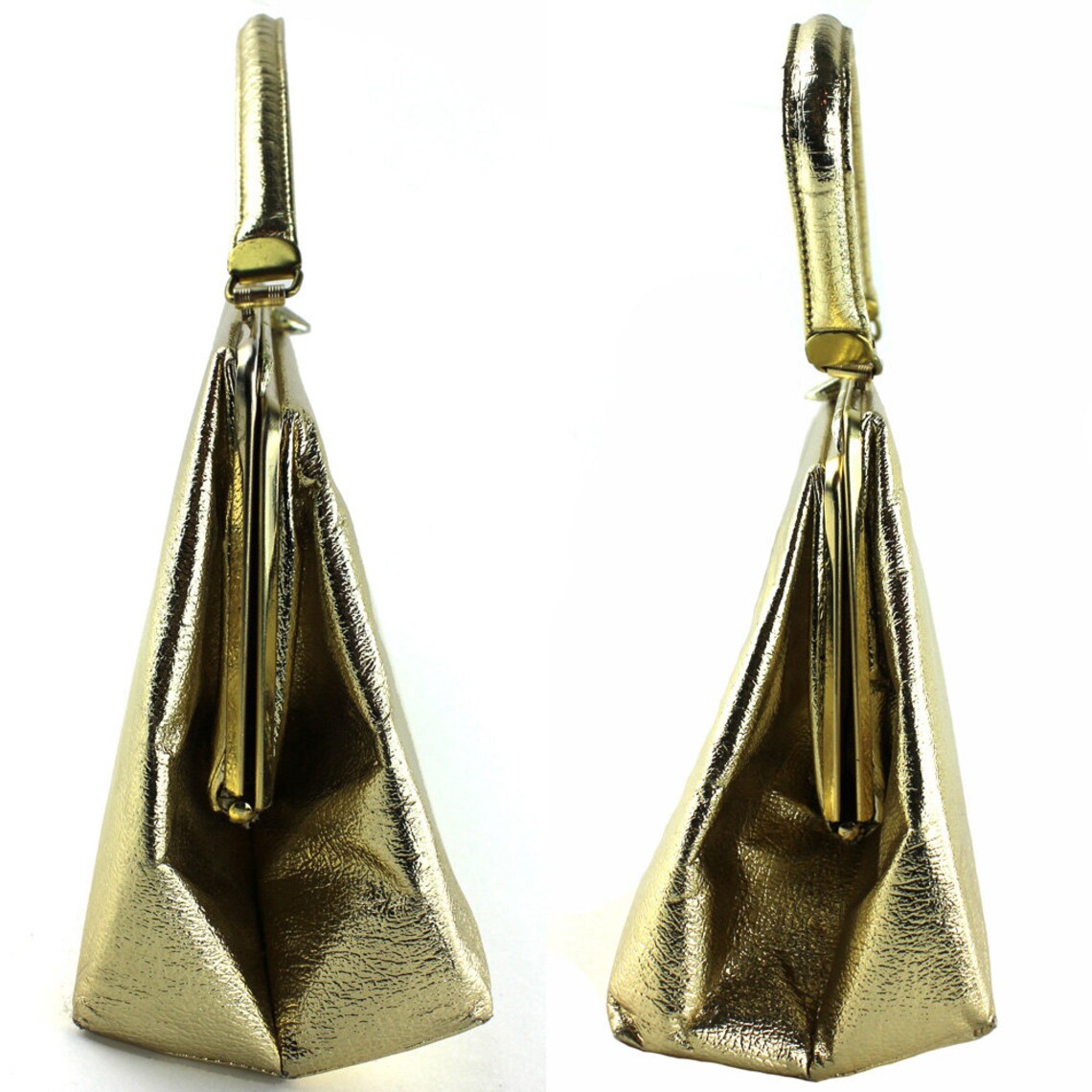 Vintage Gold Textured Vinyl Top Handle Purse - Etsy