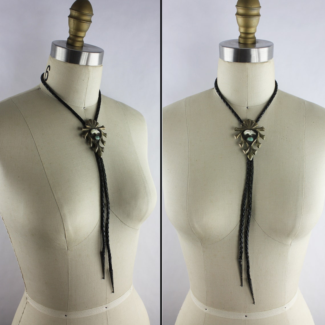 Brass Bolo With White Stone Bear and Green Stone Western Bolo Tie - Etsy