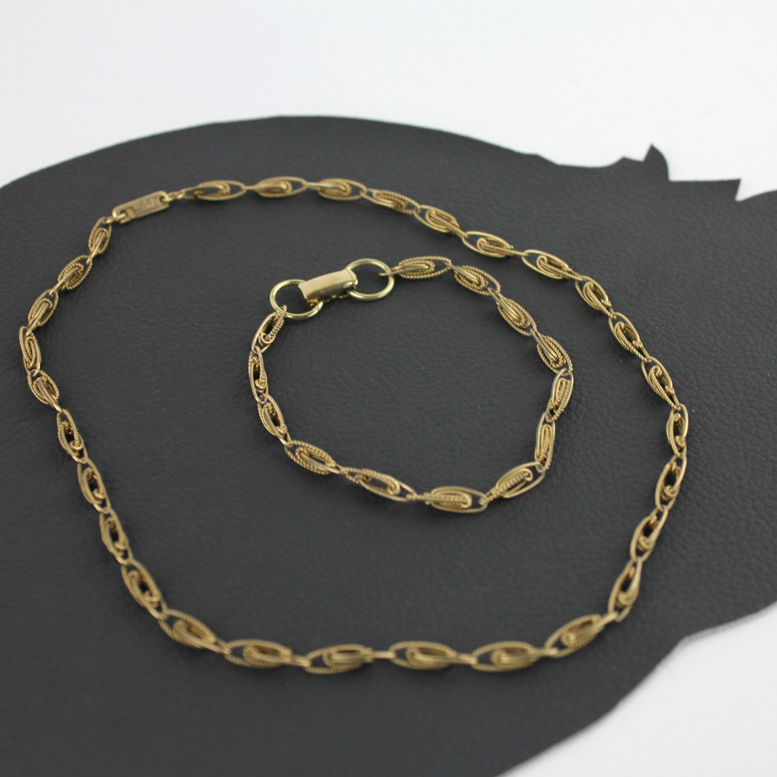 Gold Paperclip Style Chain Necklace and Bracelet Set - Etsy