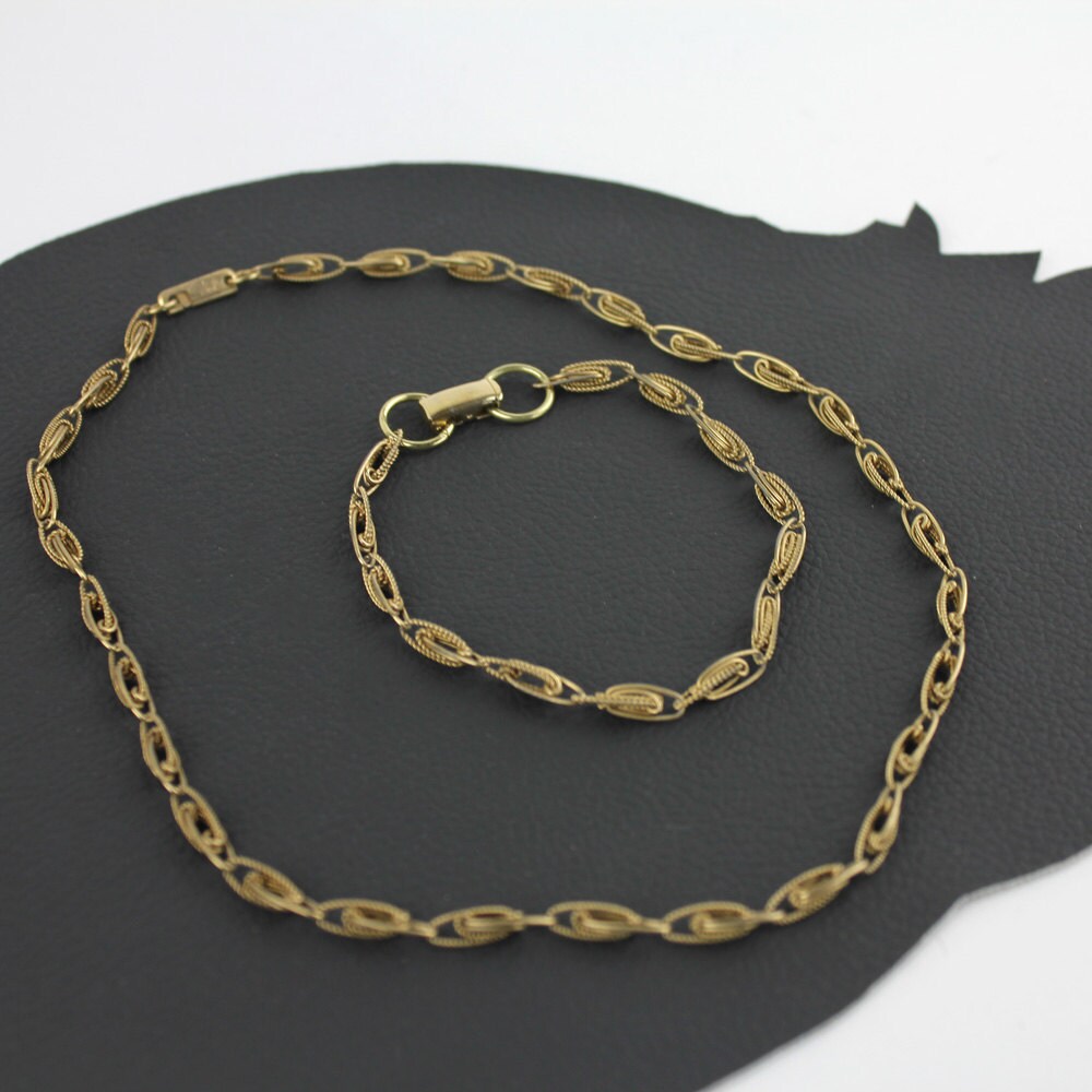 Gold Paperclip Style Chain Necklace and Bracelet Set - Etsy