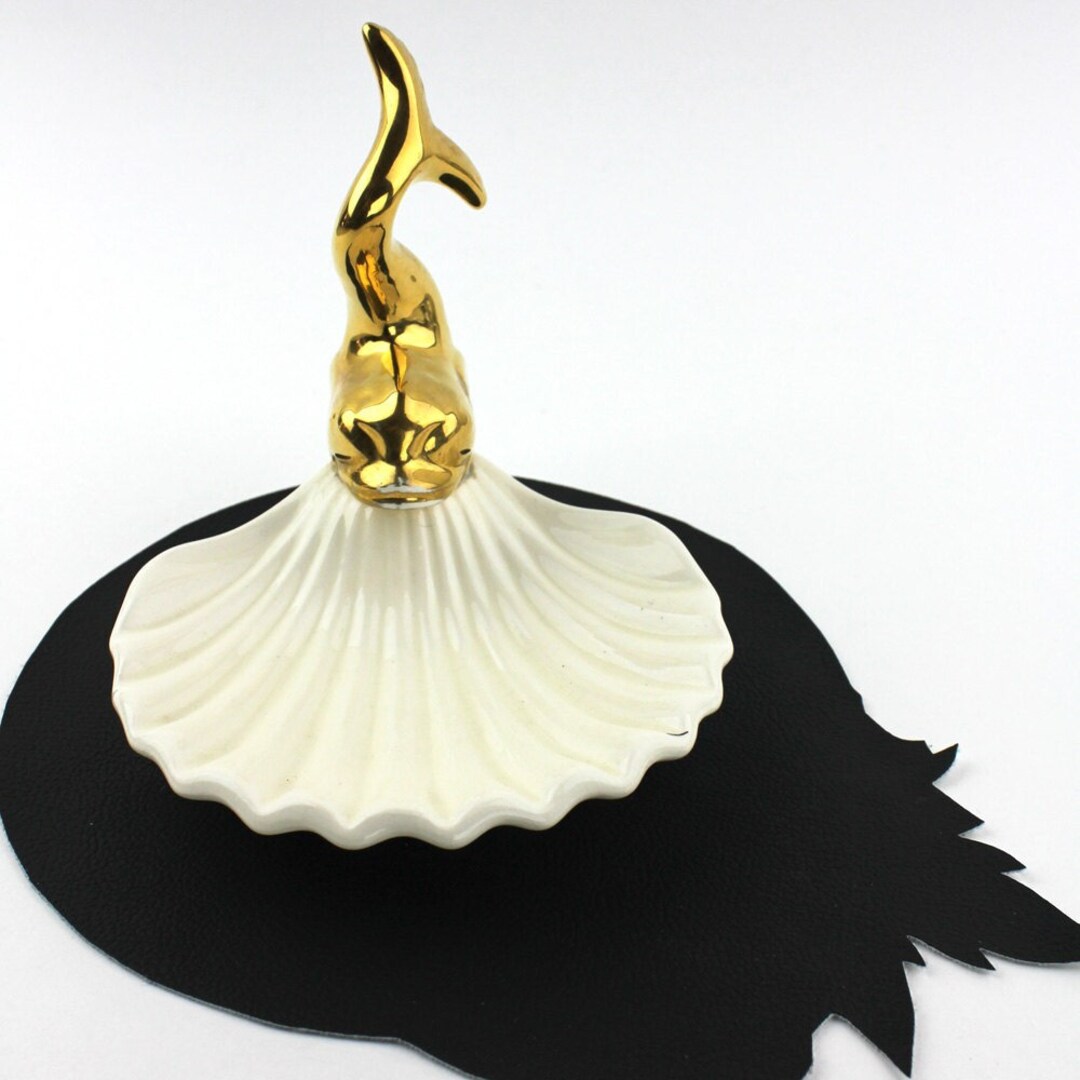 Lucky Golden Fish and Seashell Soap or Jewelry Vintage Dish - Etsy
