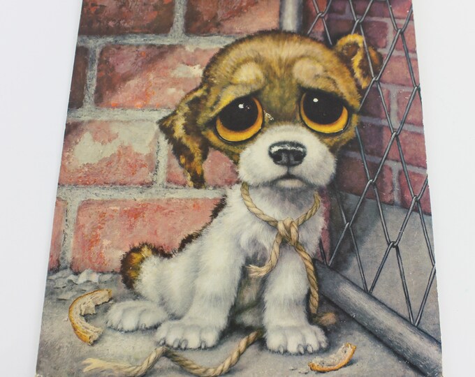 Vintage Gia Wende Big Eyes Gig Pity Puppy Dog Art on Board 1960s Poster ...