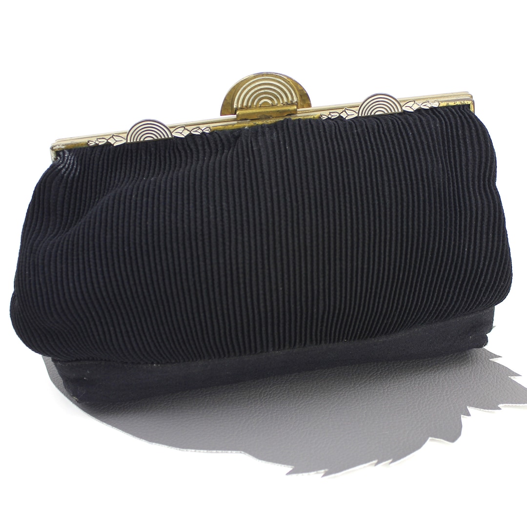 Black Art Deco Clutch / Vintage 1920s Clutch / Accordian Pleated Clutch ...