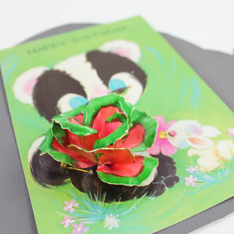 Vintage Skunk Happy Birthday Greeting Card With Vintage Pink & Green ...