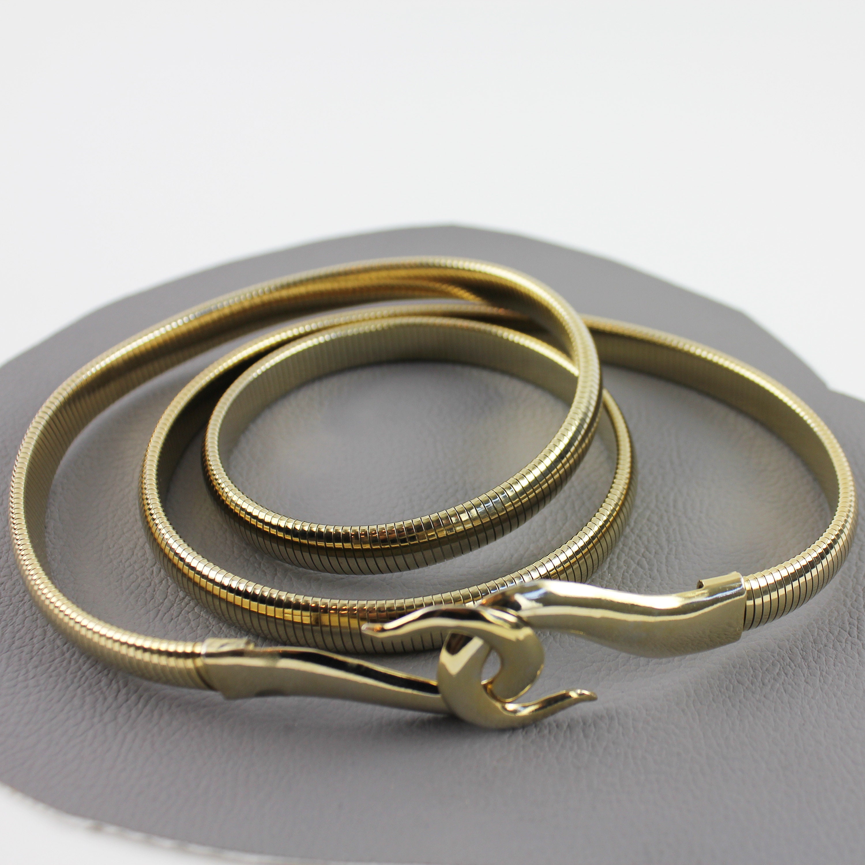 Gold Metal Stretch Belt With Interlocking Hook Buckle Size - Etsy