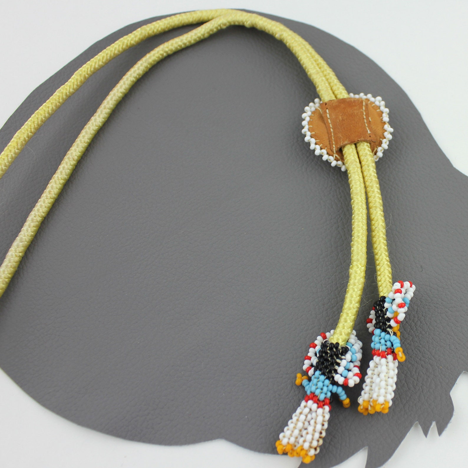 Seed Bead Bolo Tie Turquoise Red Orange White Yellow - Etsy