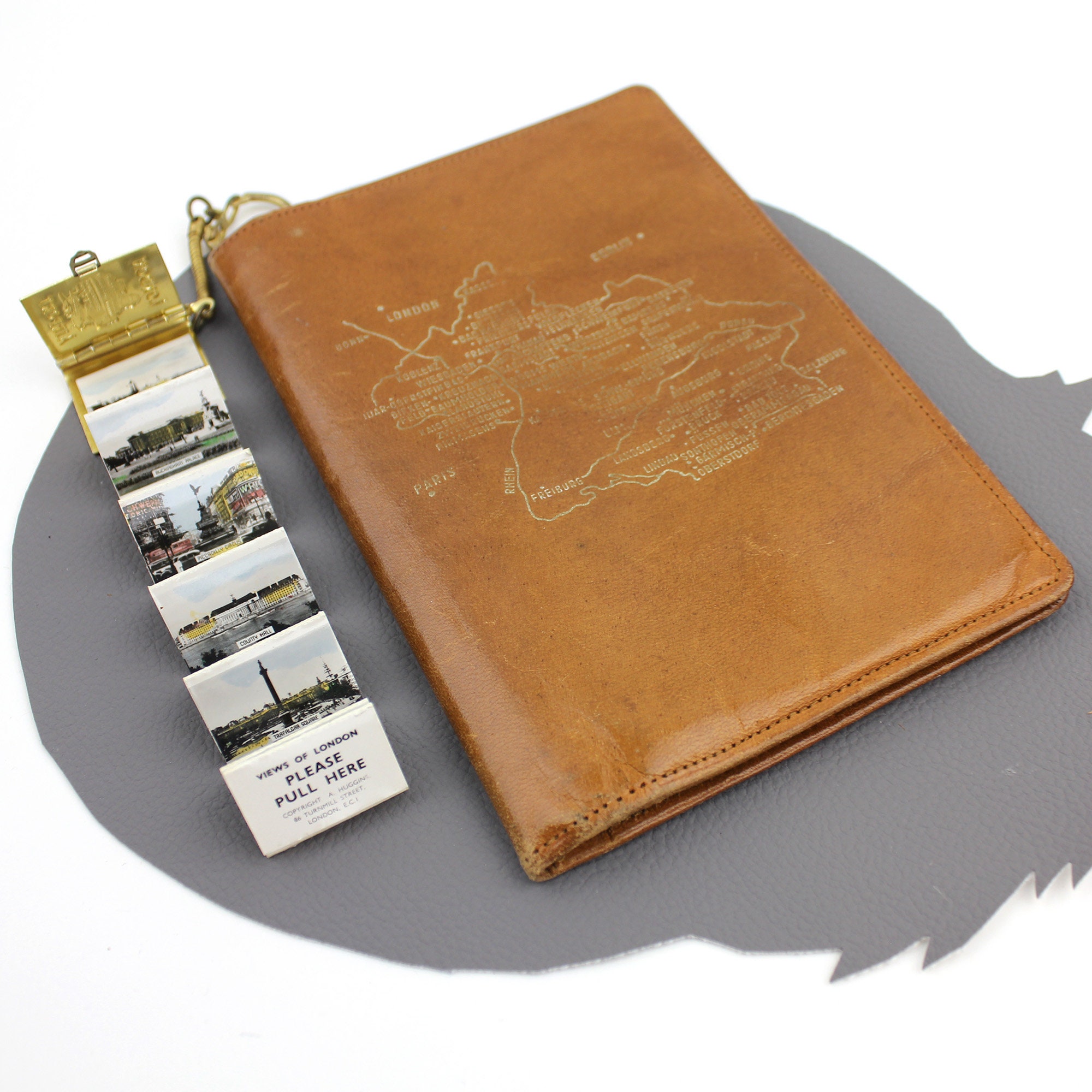 Germany Brown Leather Passport Wallet / Brown Leather Wallet / Map of ...