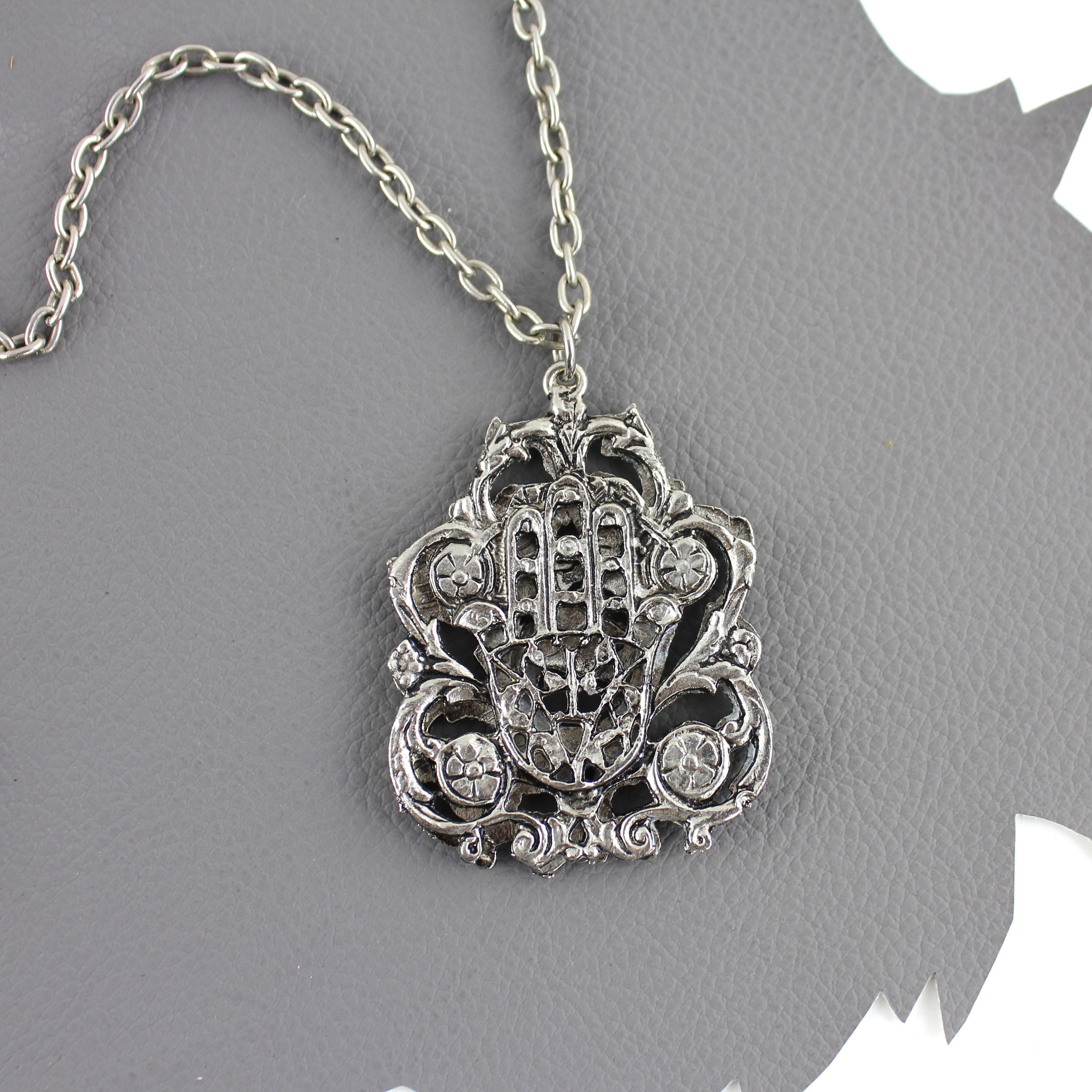 Silver Necklace Souvenir of Morocco / Souvenir Du Maroc / Hand of Hamsa ...