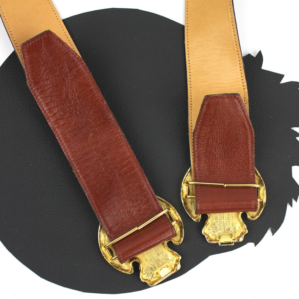 Chestnut Brown Leather Adjustable Belt With Gold Metal Buckle - Etsy