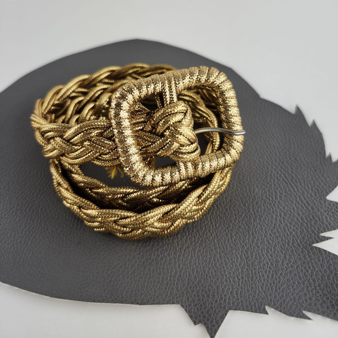 Gold Metallic Braided Rope Vintage Belt / Shiny Gold Belt Size X Small ...