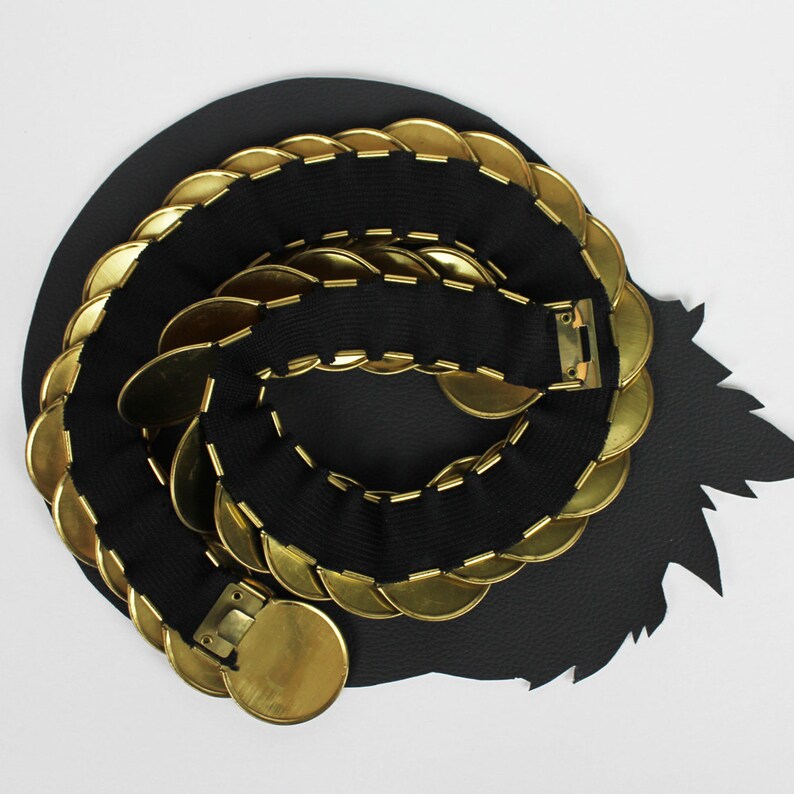 Gold Circle Scale Metal Elastic Belt - Etsy