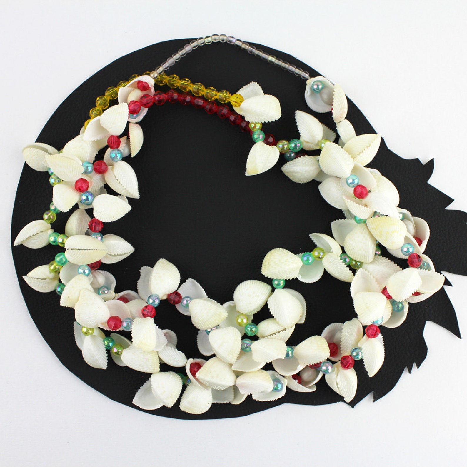 Three Little Girl White Shell & Colorful Beaded Necklaces - Etsy