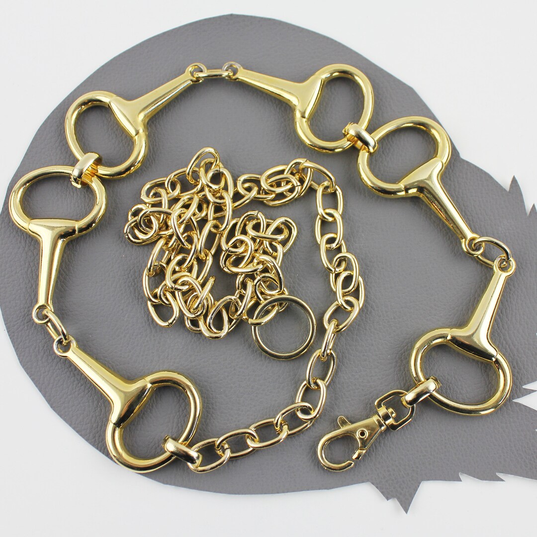 Vintage Gold Bar Chain Link Belt Fits up to 45" Adjustable Size Small ...
