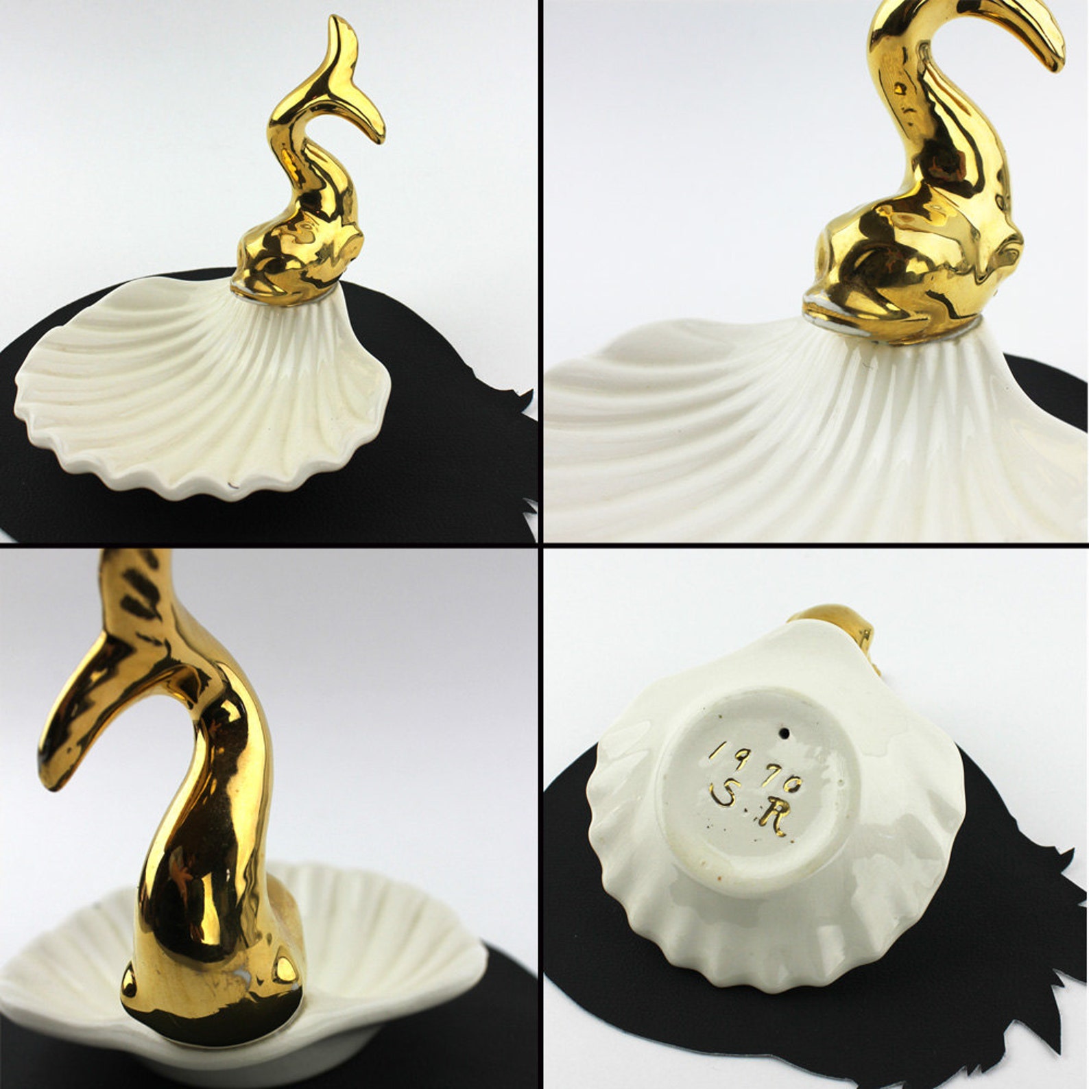 Lucky Golden Fish and Seashell Soap or Jewelry Vintage Dish - Etsy