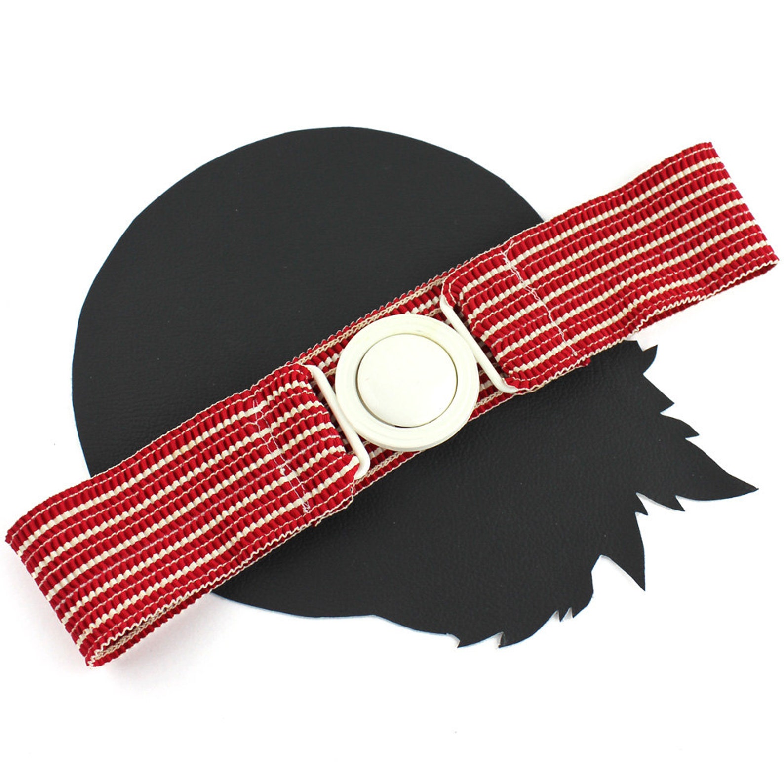 Red & White Stripe Elastic Belt With Plastic Buckle - Etsy